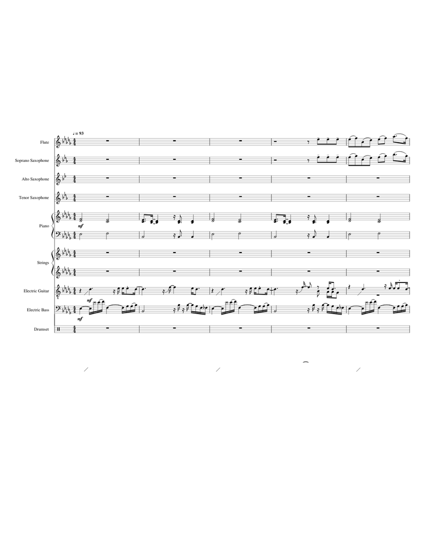Shiki no Uta(rough draft) Sheet music for Piano, Flute, Saxophone alto ...