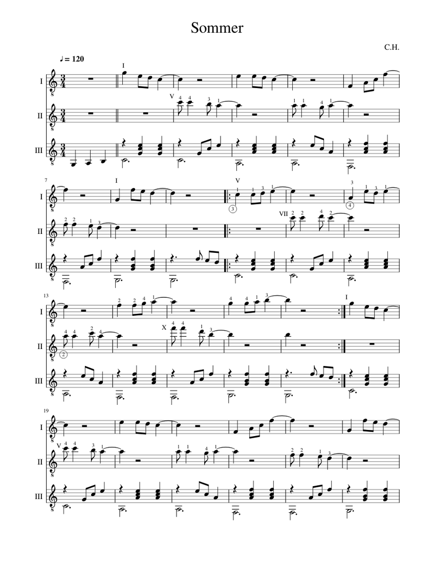 Sommer Sheet music for Guitar (Mixed Trio) | Download and print in PDF ...