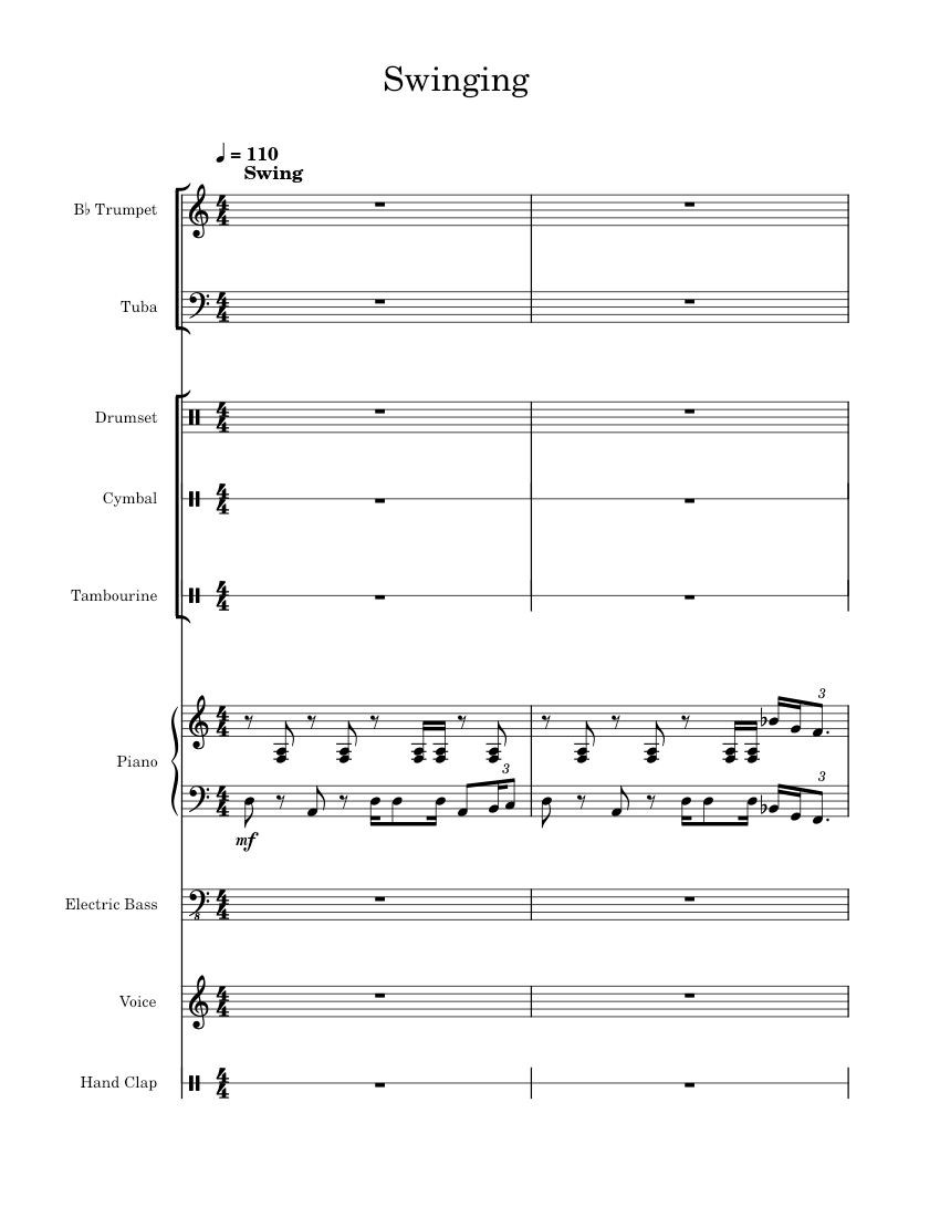 Swinging Sheet music for Piano, Tuba, Vocals, Tambourine & more ...