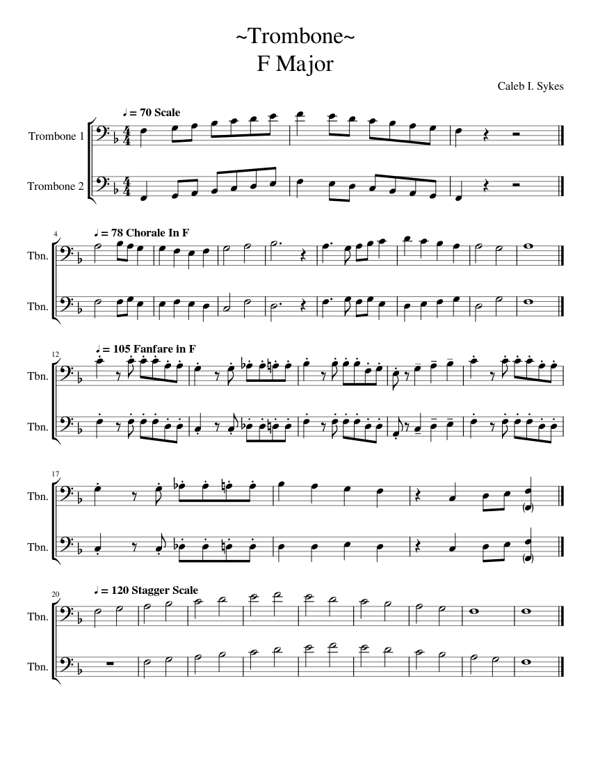 ~Trombone~ F Major Sheet music for Trombone (Brass Duet) | Musescore.com