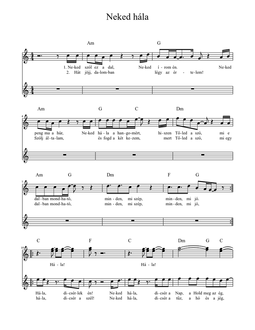 Neked hála Sheet music for Vocals (Choral) | Musescore.com