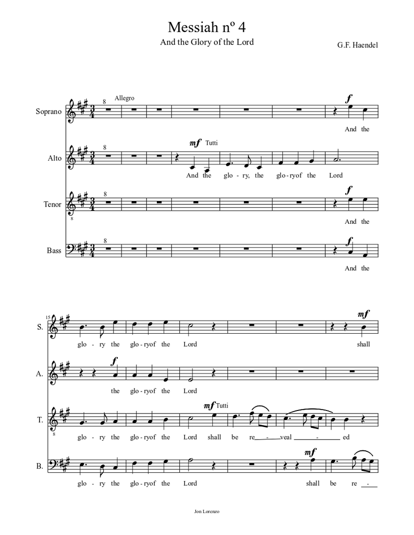 Messiah, nº 4 Sheet music for Bass guitar (Solo) | Download and print ...