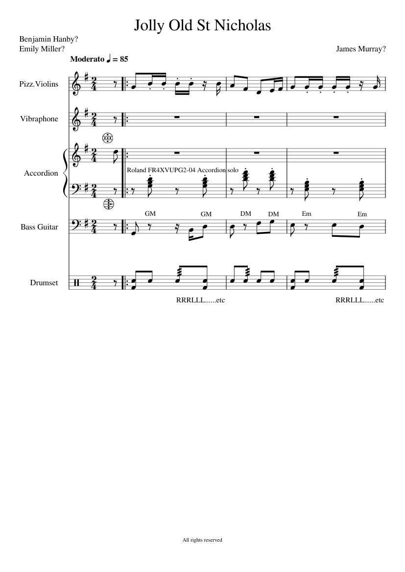 Jolly Old St Nicholas – James R. Murray Sheet music for Accordion ...