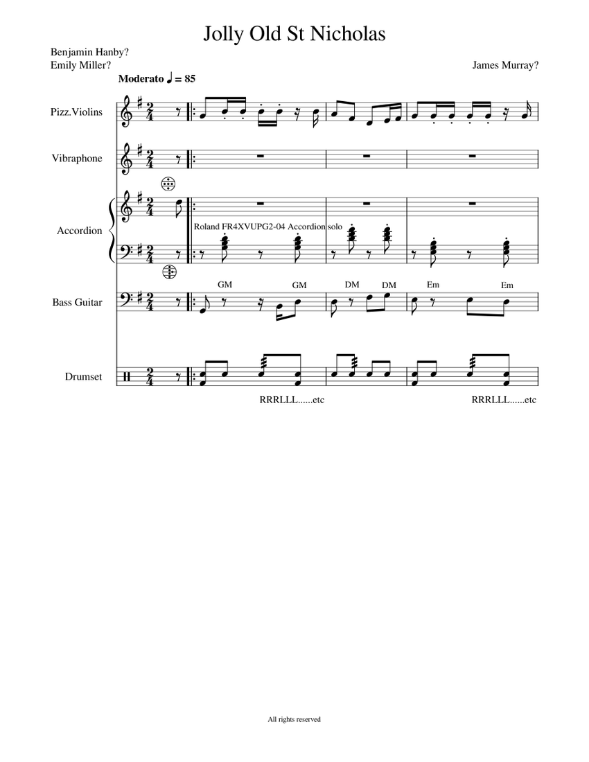 Jolly Old St Nicholas – James R. Murray Sheet music for Accordion ...