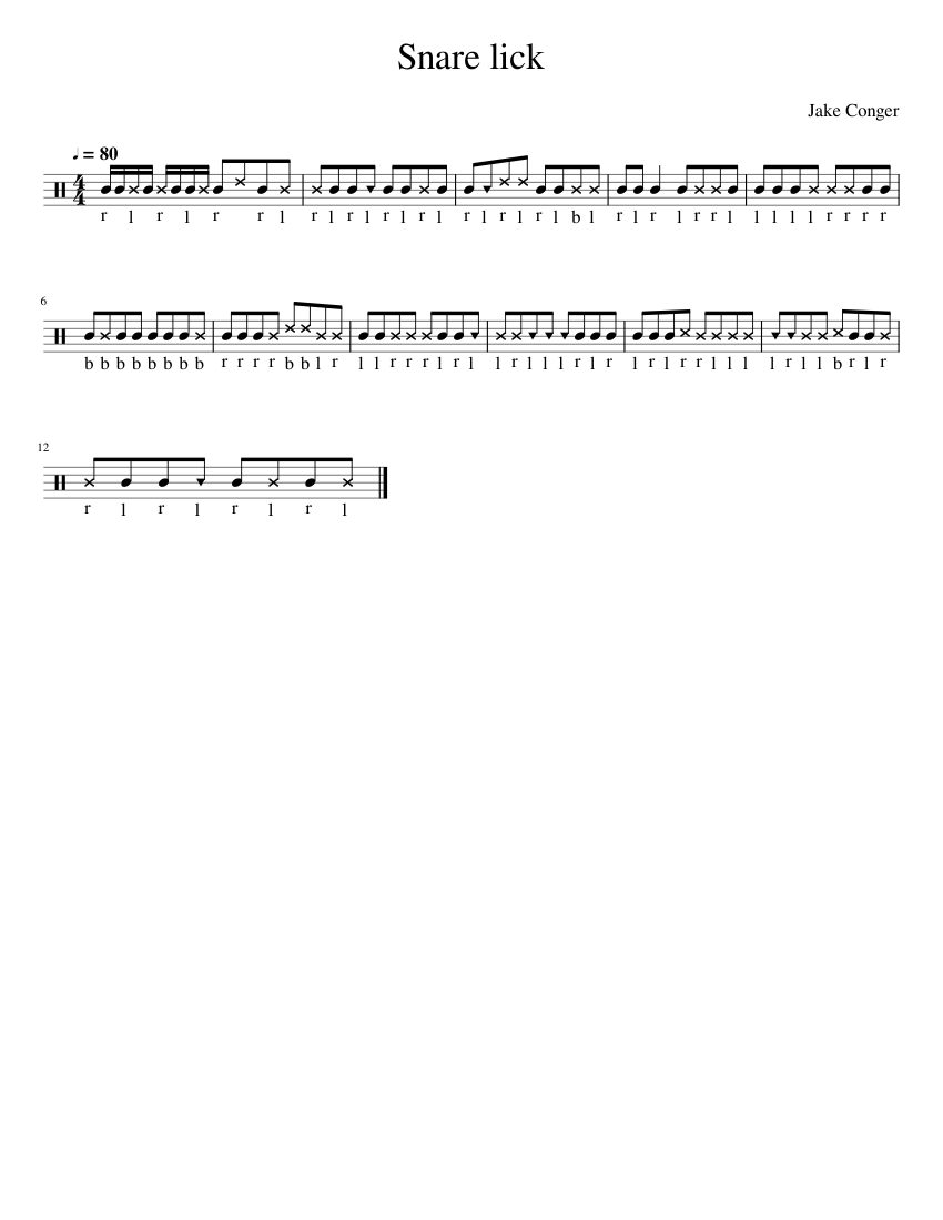 Snare lick Sheet music for Snare drum (Solo) | Musescore.com