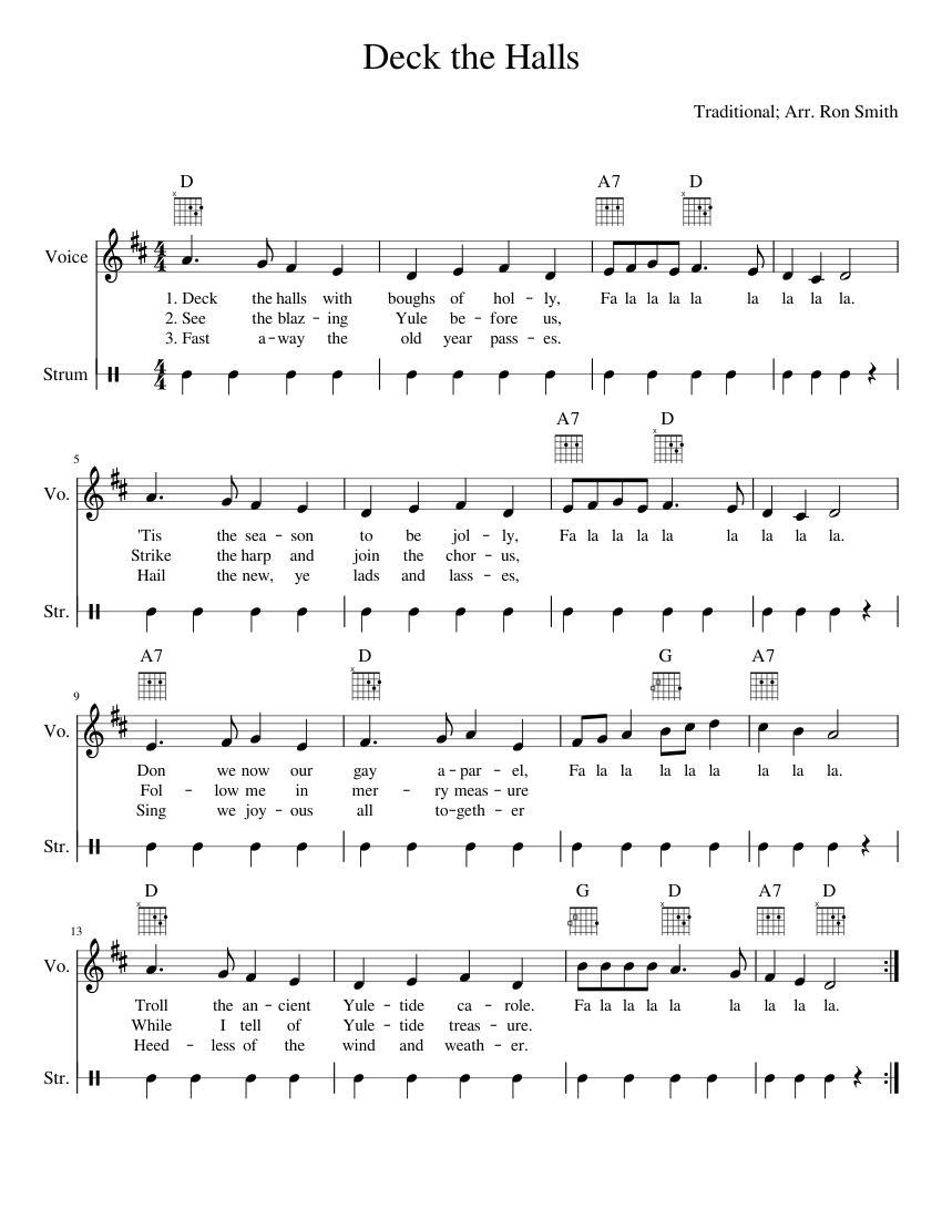 Deck the Halls Sheet music for Vocals, Claves (Solo) | Musescore.com