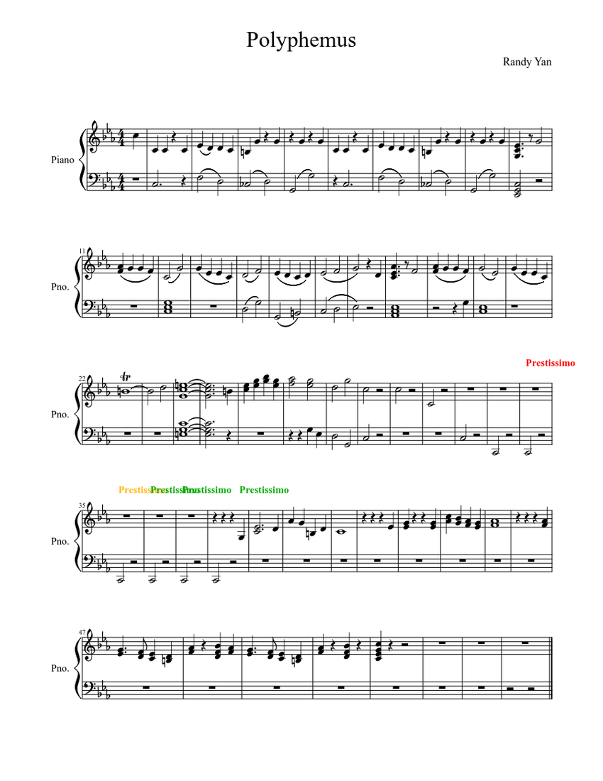Polyphemus Sheet music for Piano (Solo) | Musescore.com