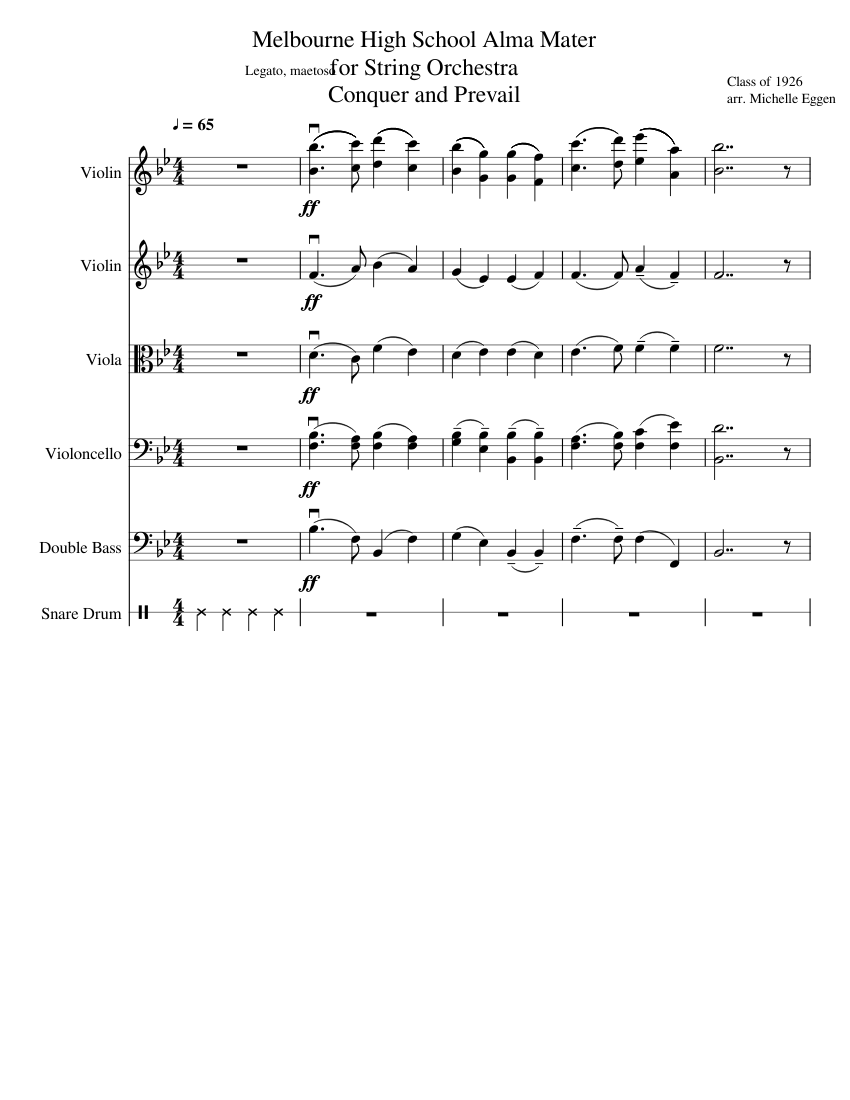 MHS Alma Mater for String Orchestra with metronome Sheet music for ...