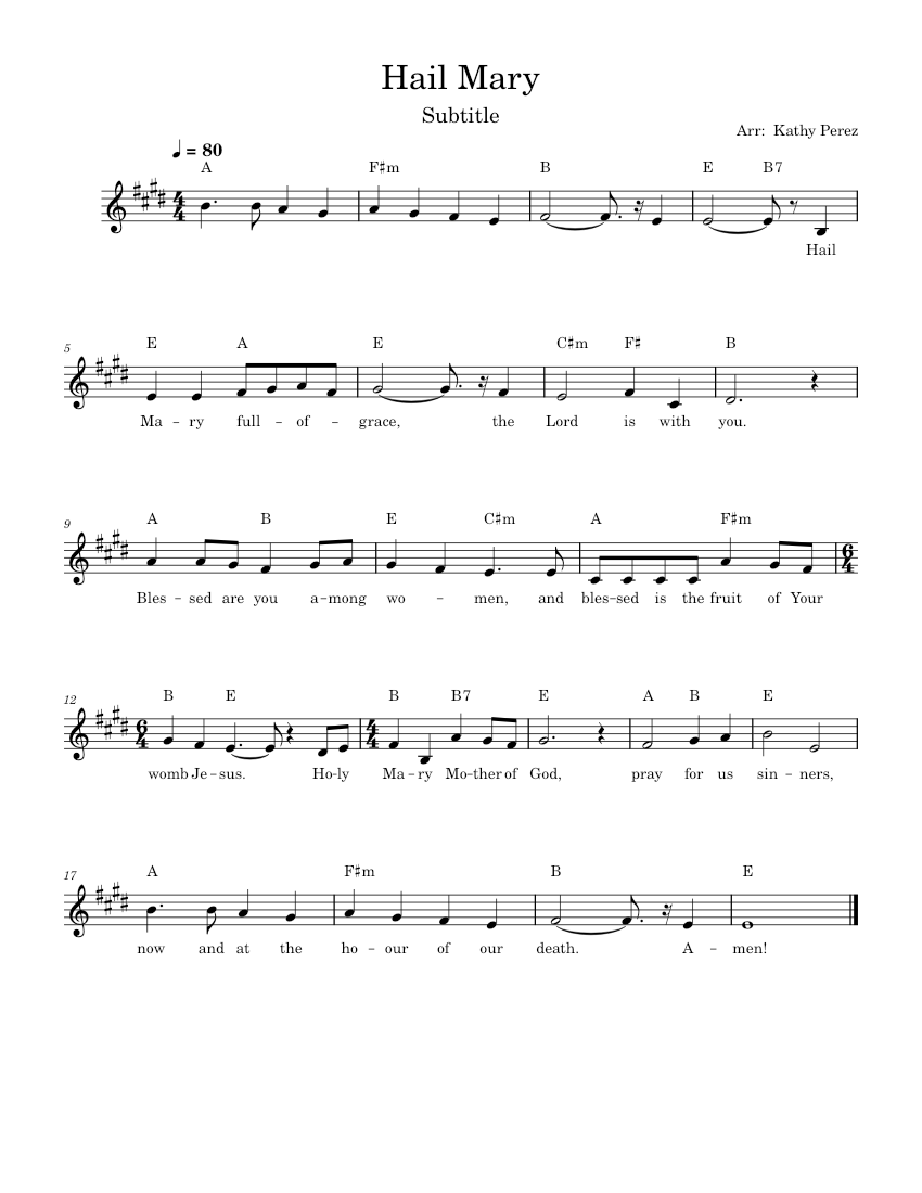 Hail Mary Sheet music for Organ (Choral) | Musescore.com