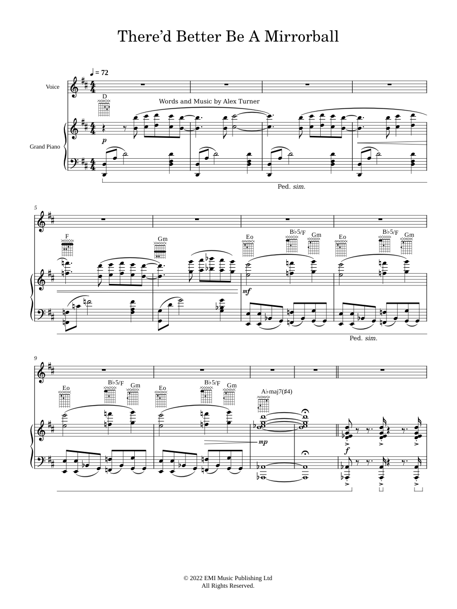 Play Official version of There'd Better Be A Mirrorball Sheet Music by ...