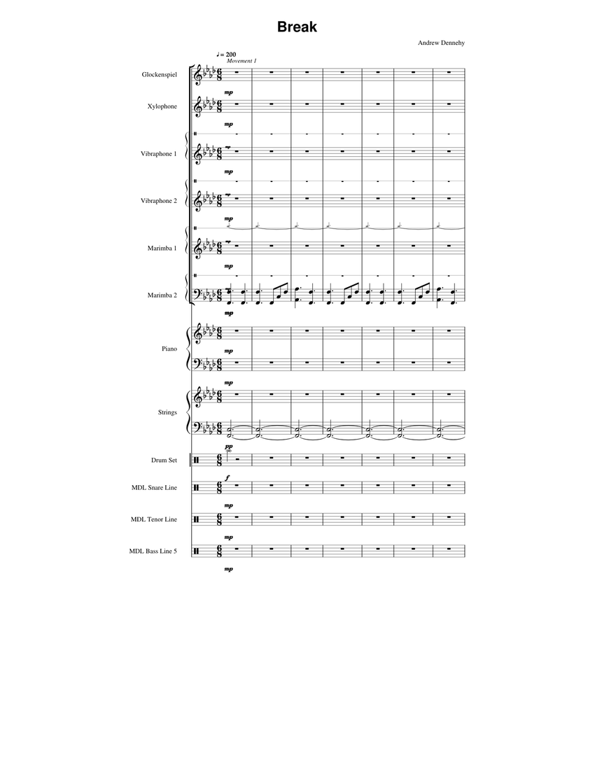 Break Sheet music for Piano, Vibraphone, Glockenspiel, Marimba & more ...