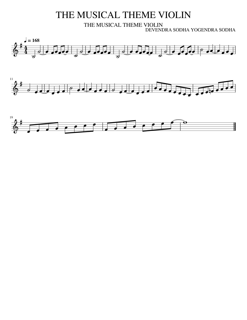 THE MUSICAL THEME VIOLIN Sheet music for Piano (Solo) | Musescore.com