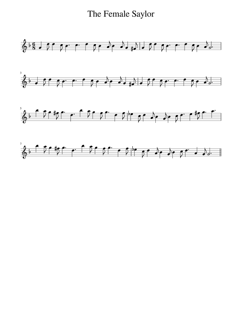 The Female Saylor Sheet music for Piano (Solo) Easy | Musescore.com