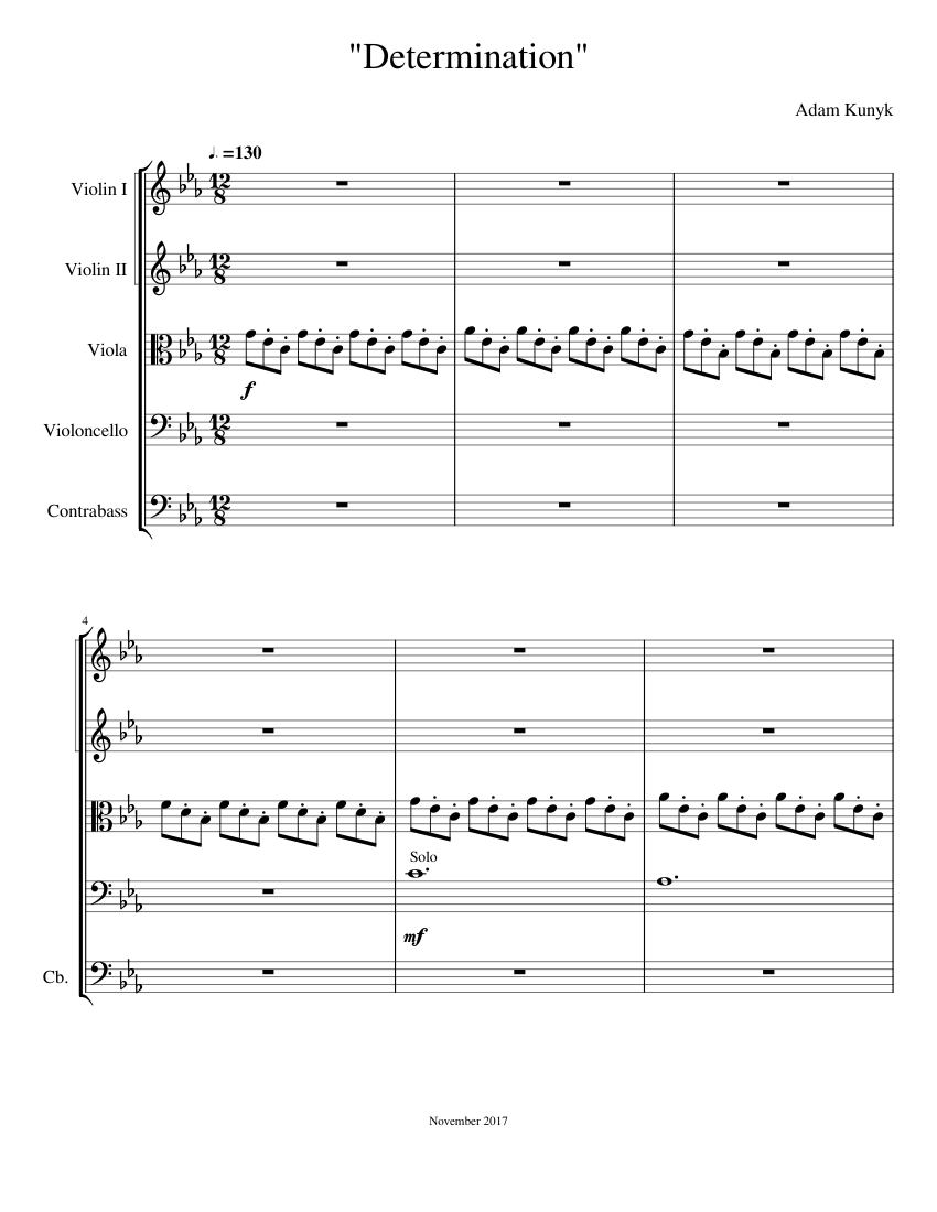 Determination Sheet music for Contrabass, Violin, Viola, Cello (String ...