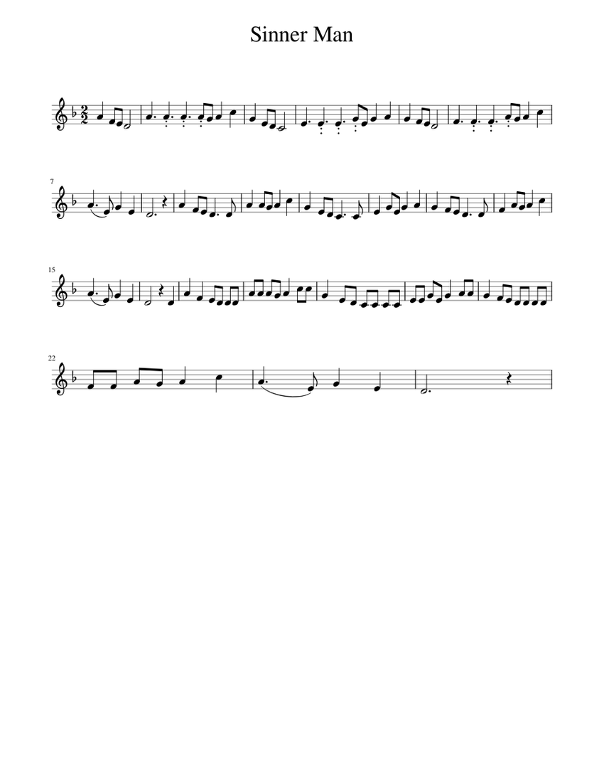 Sinner Man Sheet music for Piano (Solo) Easy | Musescore.com