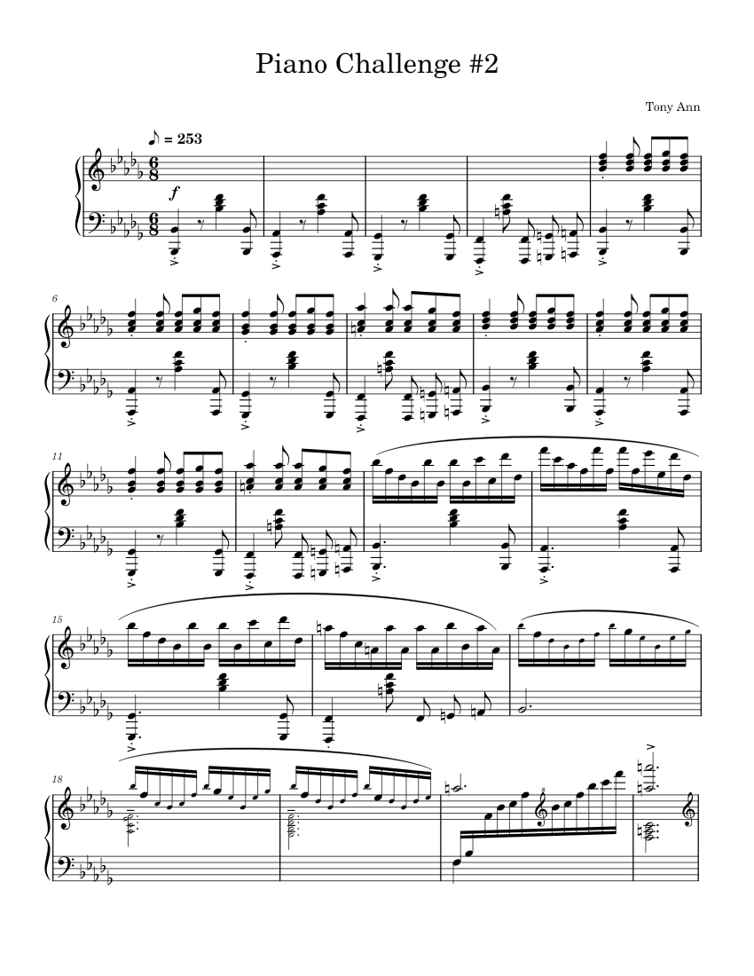 Piano Challenge #2 – Tony Ann Sheet Music for Piano (Solo) | MuseScore.com