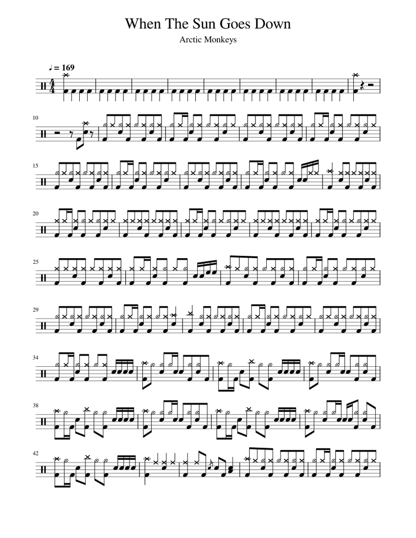 Arctic Monkeys - When The Sun Goes Down Sheet music for Drum group ...