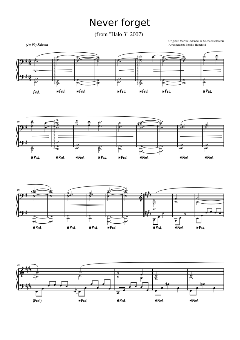 Never forget Sheet music for Piano (Solo) Easy | Musescore.com