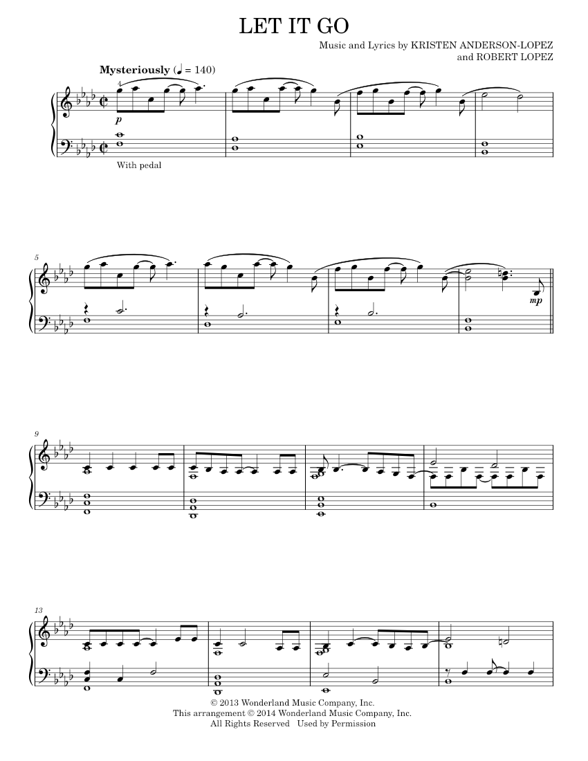 Play Official version of Let It Go Sheet Music by Kristen Anderson ...