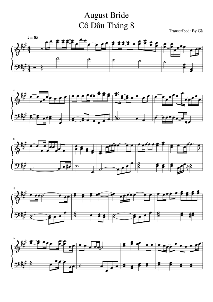 August Bride Sheet music for Piano (Solo) | Musescore.com