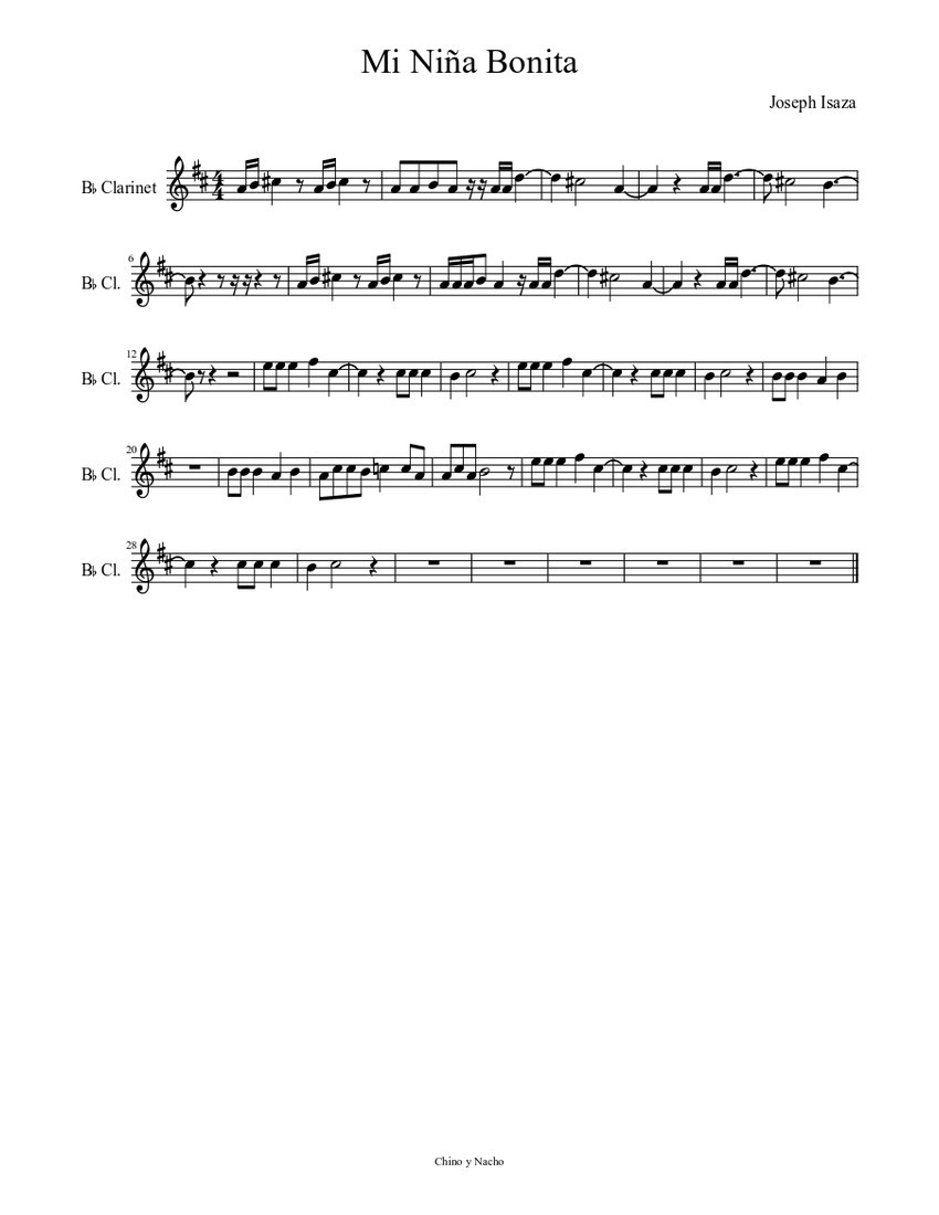 Mi Niña Bonita Sheet music for Clarinet other (Solo) | Musescore.com