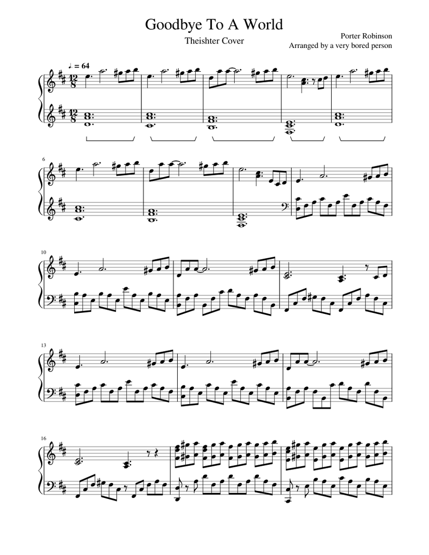 Goodbye To A World Sheet music for Piano (Solo) | Musescore.com