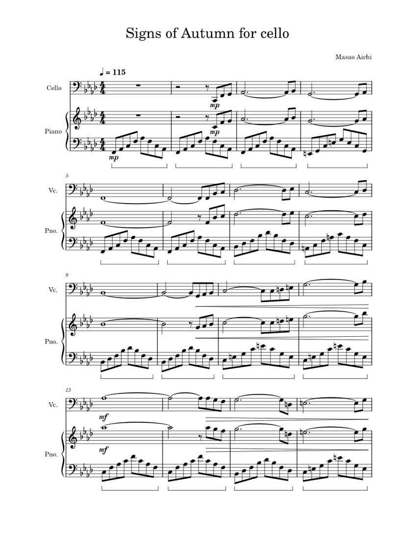 Signs of Autumn for cello Sheet music for Piano, Cello (Solo ...