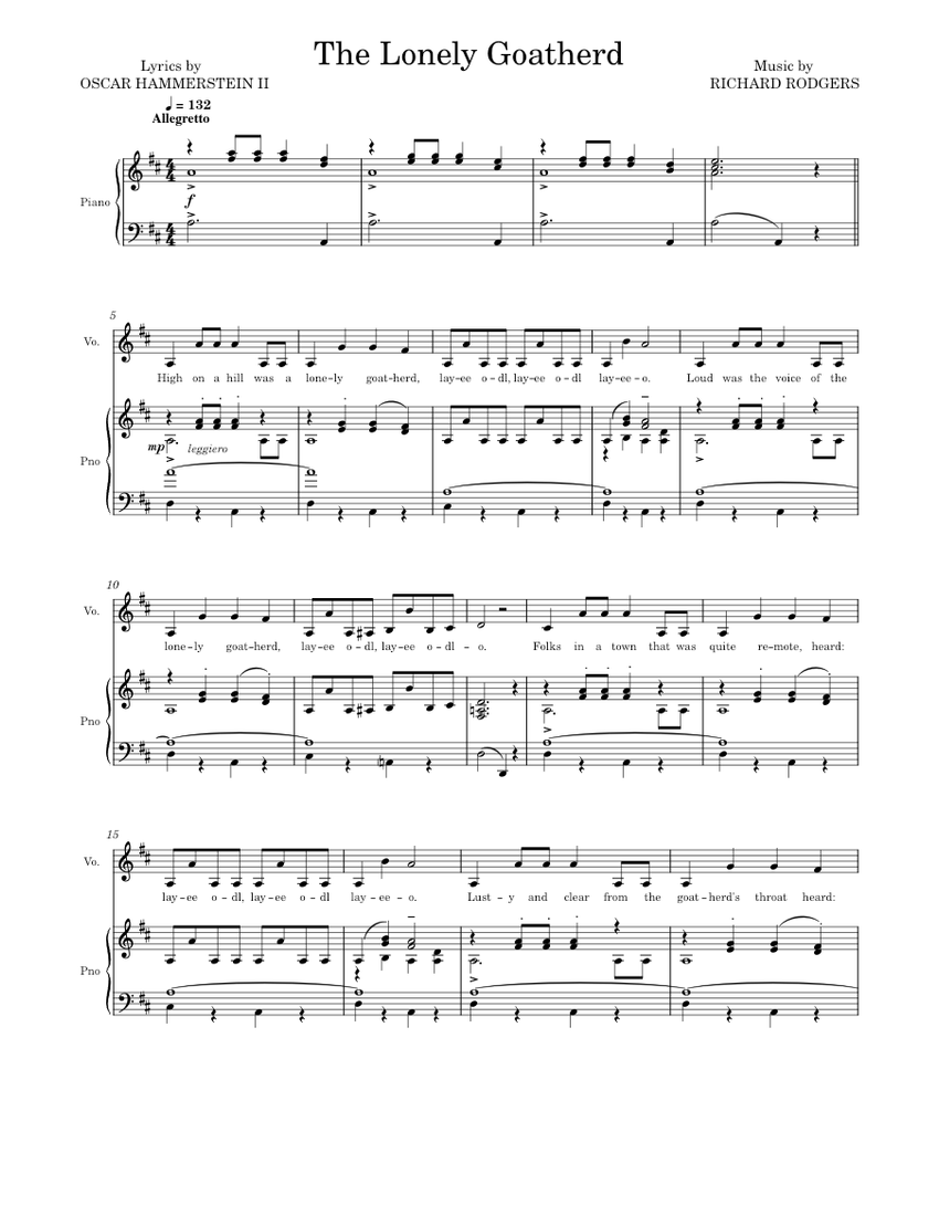The Lonely Goatherd Sheet music for Piano (String Ensemble) | Musescore.com