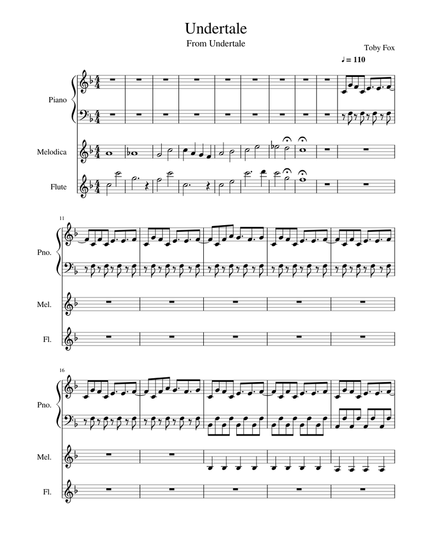 Undertale (WIP) Sheet music for Piano, Flute, Melodica (Mixed Trio ...