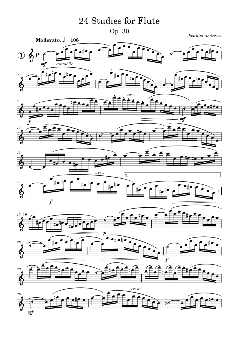 24 Studies Flute, Op. 30 – Joachim Andersen Sheet Music for Flute (Solo ...