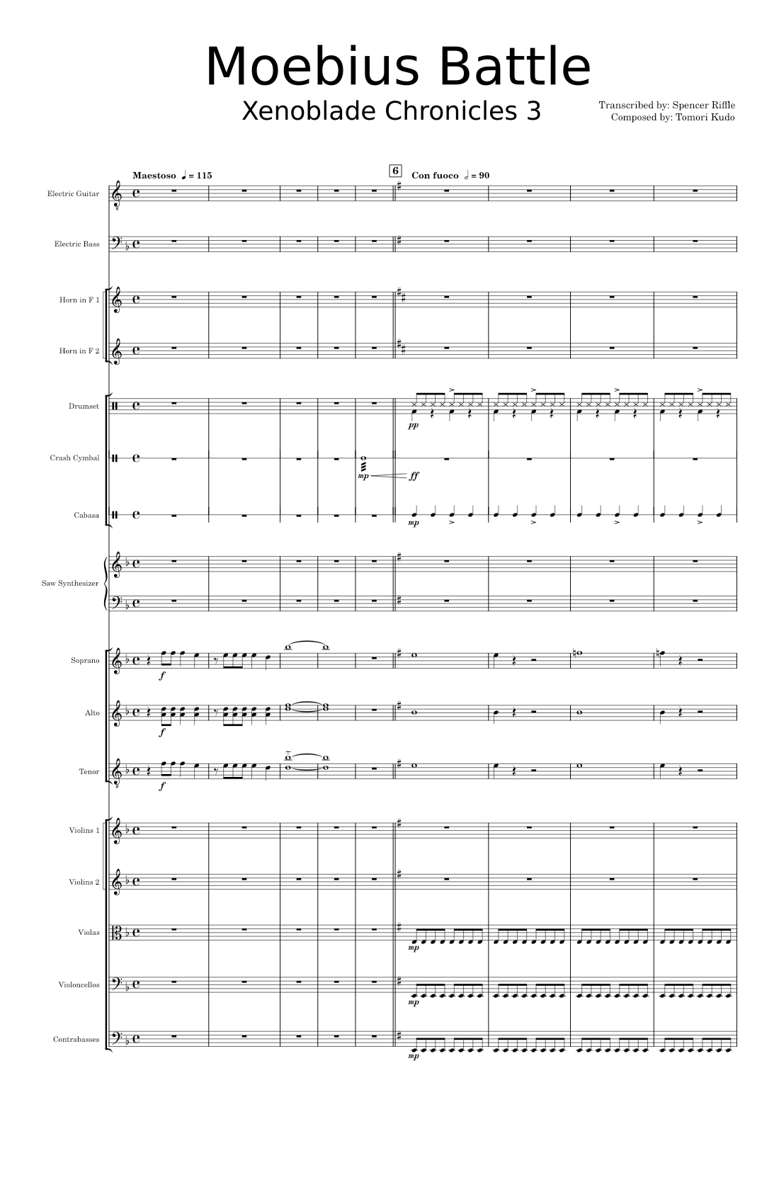 Moebius Battle Sheet music for French horn, Guitar, Bass guitar, Drum ...