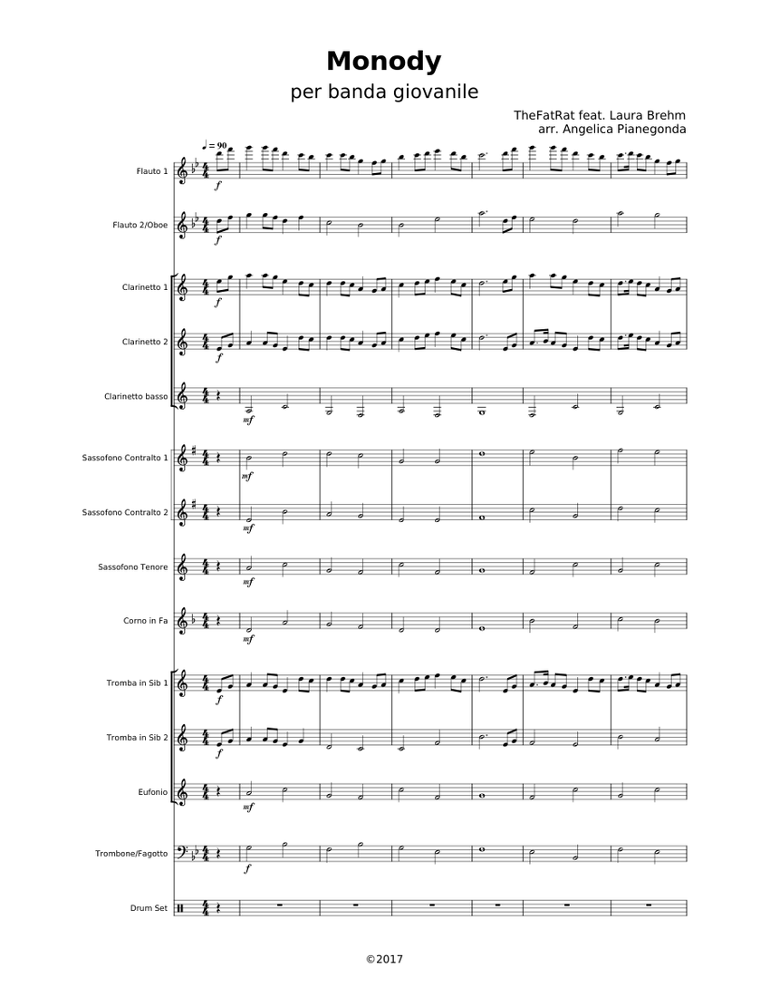 Monody – TheFatRat Sheet music for Trombone, Euphonium, Flute, Clarinet ...