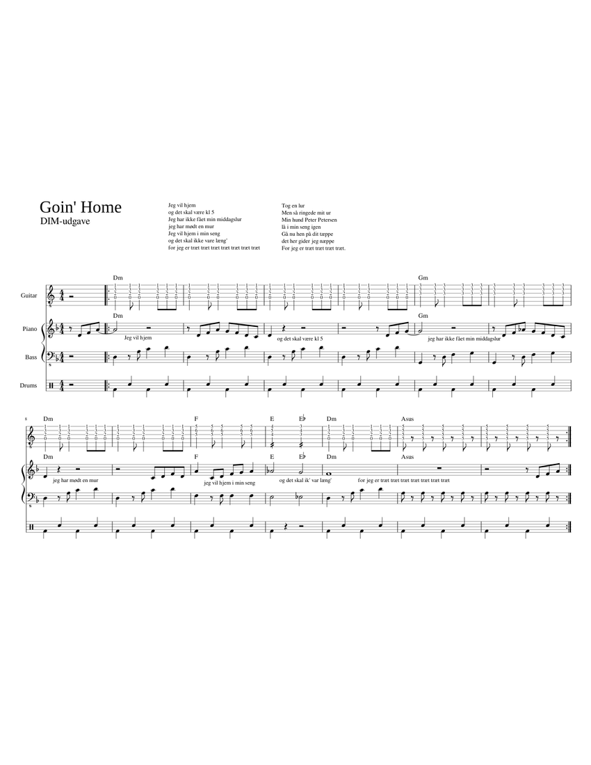 Goin' Home Sheet music for Piano, Guitar, Bass guitar (Mixed Trio ...