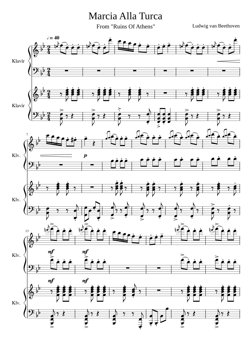 Marcia Alla Turca Sheet music for Piano (Piano Duo) | Musescore.com