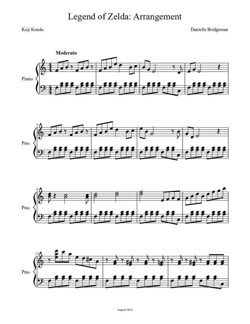 Legend of Zelda: Arrangement Sheet music for Piano (Solo) | Musescore.com