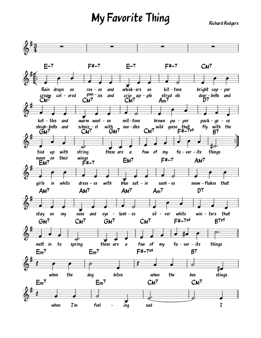 my favorite things Sheet music for Piano (Solo) | Musescore.com