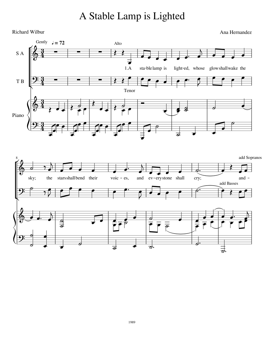 A_Stable_Lamp_is_Lighted Sheet music for Piano, Vocals (Mixed Trio ...