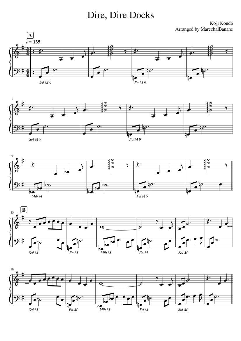 Dire, Dire Docks Sheet music for Piano (Solo) | Musescore.com