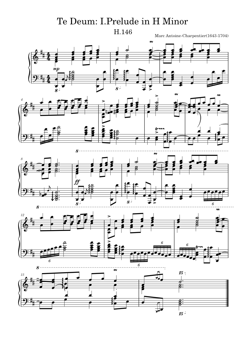 Te Deum In D Major, H. 146 – Charpentier, Marc-Antoine Te Deum: I Sheet music for Piano (Solo ...