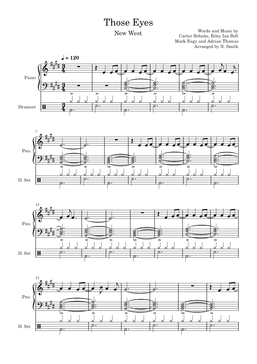 Those eyes – New West Those Eyes - New West Sheet Music for Piano, Drum ...
