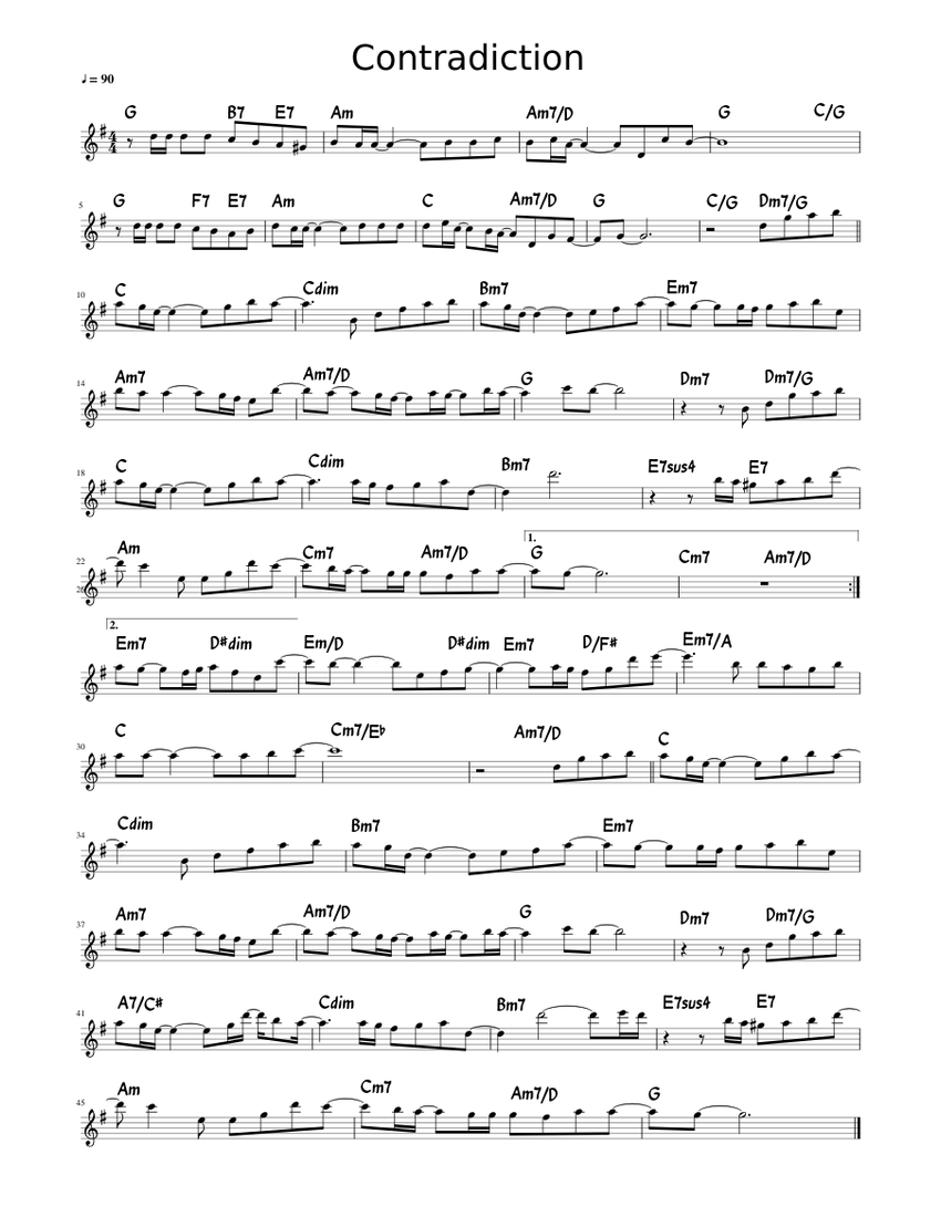 Contradiction Sheet music for Piano (Solo) | Musescore.com