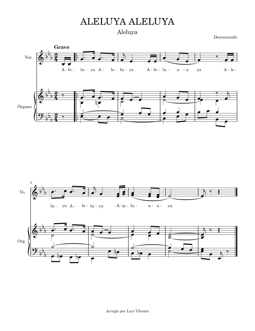 ALELUYA ALELUYA – Anonymous ALELUYA ALELUYA Sheet music for Organ ...