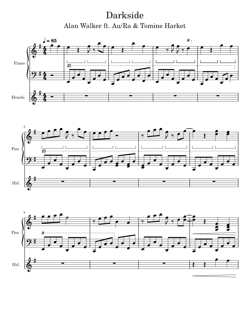 Darkside – Alan Walker Alan Walker - Darkside Piano Verison Sheet music for Piano, Violin ...