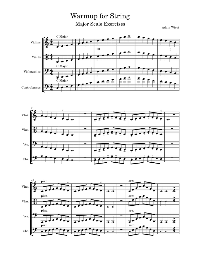 Warmups for Strings Sheet music for Strings group (String Ensemble ...