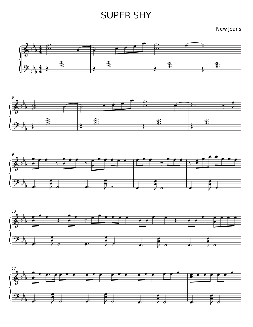 SUPER SHY - New Jeans Sheet Music for Piano (Solo) easy | MuseScore.com