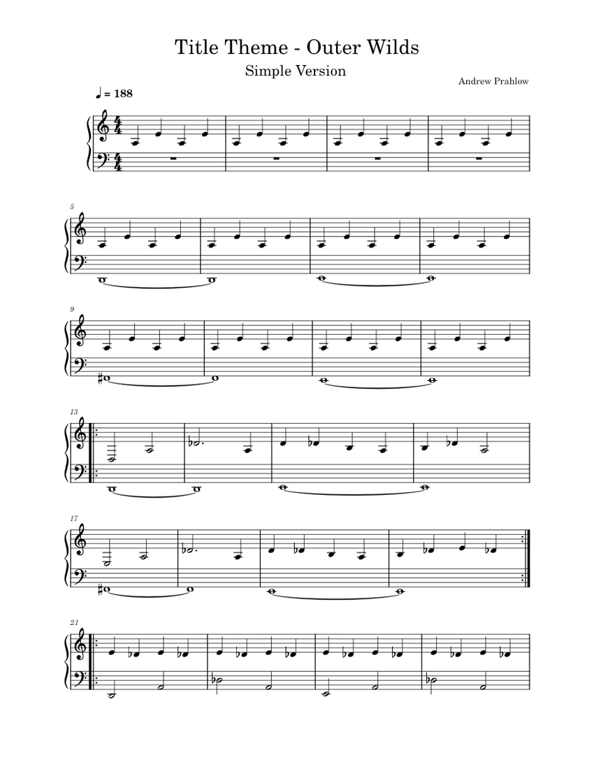 Title Theme - Outer Wilds (Easy) Sheet music for Piano (Solo) | Musescore.com