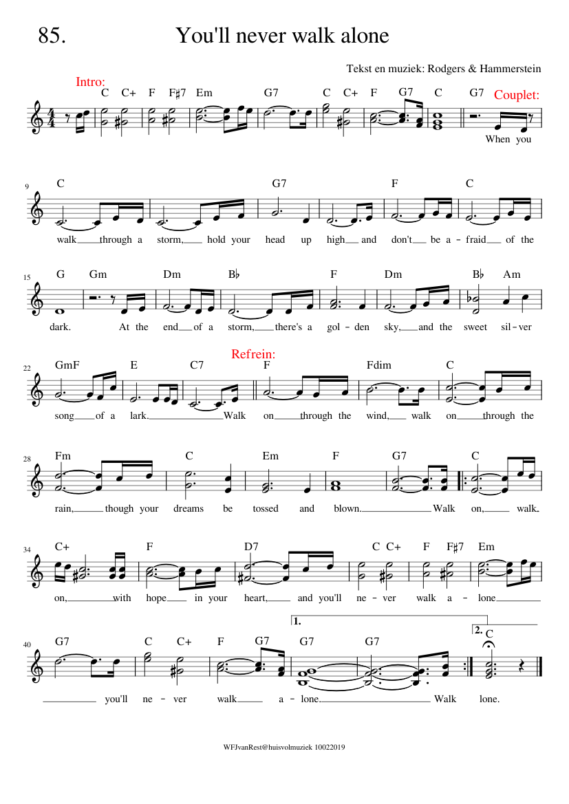You'll never walk alone (1) Sheet Music with Chords for Piano (Solo ...