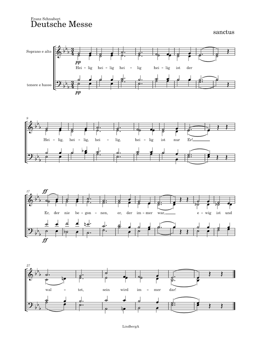 Deutsche Messe – Franz Schubert Sheet music for Soprano, Bass voice ...