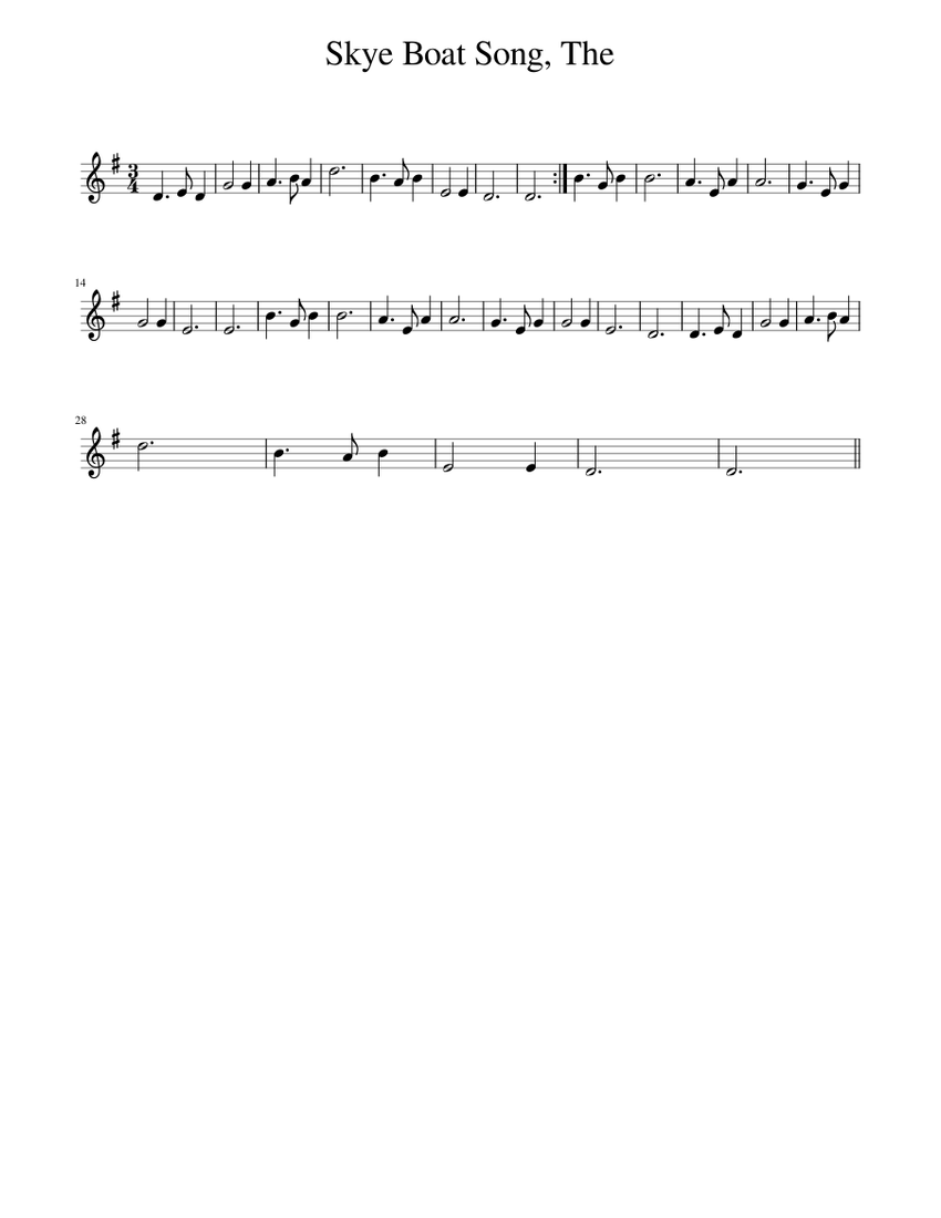 The Skye Boat Song Sheet music for Piano (Solo) Easy | Musescore.com