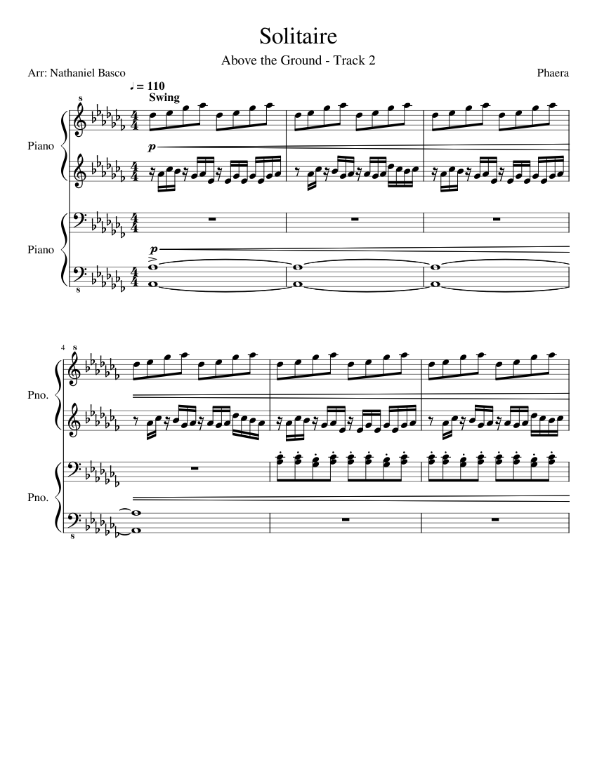 Solitaire - Above the Ground Track 2 Piano Duet Sheet music for Piano ...